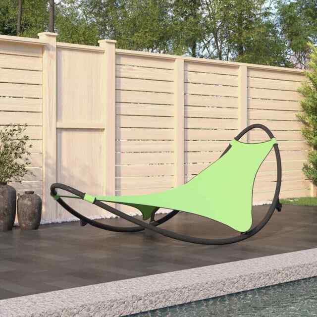 Vidaxl Rocking Sun Lounger With Wheels Steel & Textilene Fabric Green ...