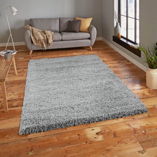 Silver Colour Rugs For Living Room Bedroom Kitchen Soft Thick Pile 5cm ...
