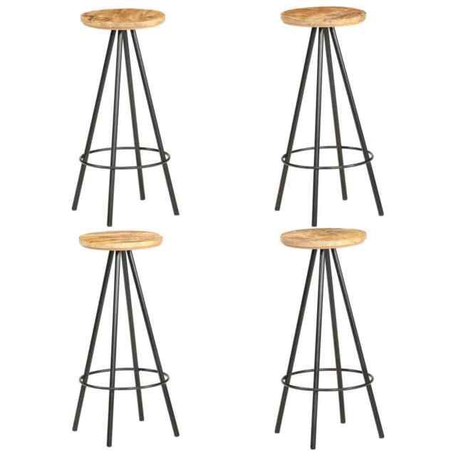 Bar Stools 4 Pcs Rough Mango Wood by eBay | ufurnish.com