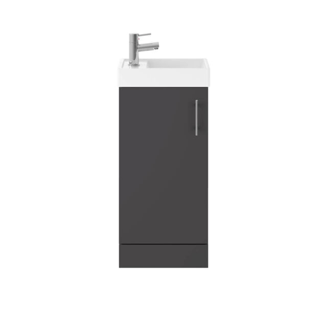 Nuie Valut Gloss Grey 400mm Single Door Vanity Unit And Compact Basin ...