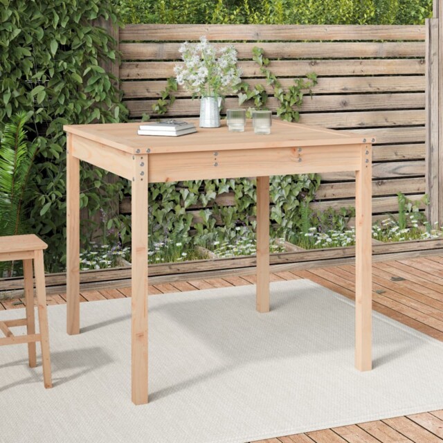 Outdoor Patio Rustic Woden Garden Dining Table Solid Pine Wood Outside ...