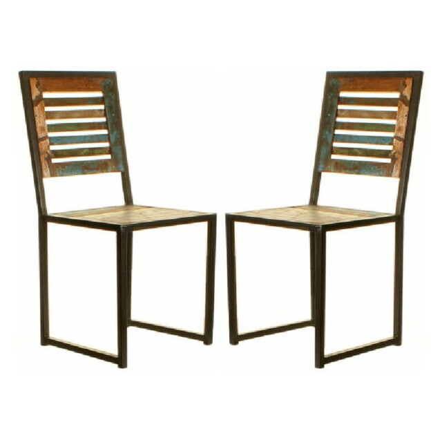 Reclaimed Dining Chairs Urban Chic Set Of 2 Rustic Wood Seating by eBay ...