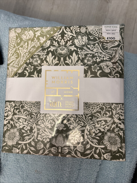 William Morris Strawberry Thief Tonal Olive Green Super King Bed Set by ...