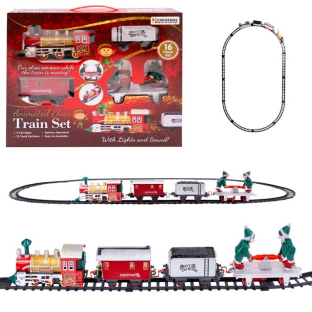 Animated Elf Train Set Christmas Track Length Realistic Sound Lights by ...