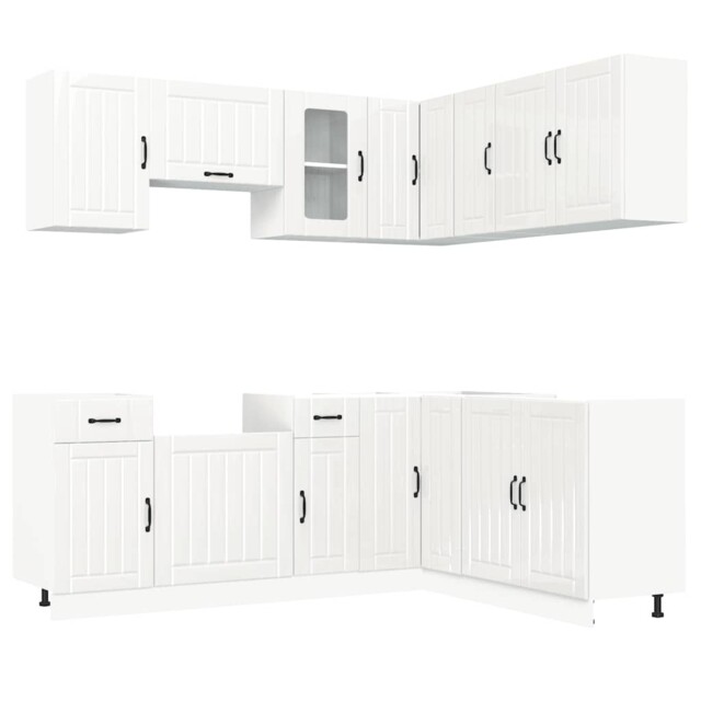 Kitchen Cabinet Set Highboard Cabinet Storage Cupboard Engineered Wood ...