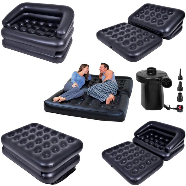 5 In 1 Inflatable Double Sofa Lounger Couch Airbed Mattress + Free by ...