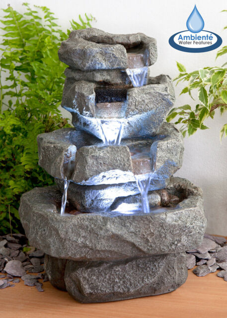 Tabletop Rock Water Feature Cascade Indoor Fountain Plug Led Lights by ...