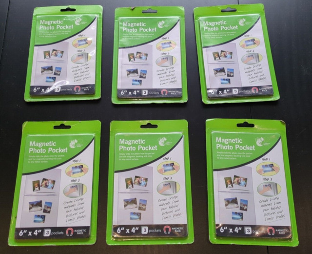 "6 Packs Of Chiltern Wove Magnetic Photo Frame X3 Pockets 6""x4 ...
