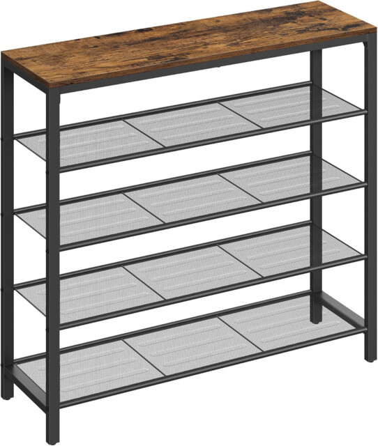 Vasagle Shoe Rack, Shoe Storage Organiser With 4 Mesh Shelves And by ...