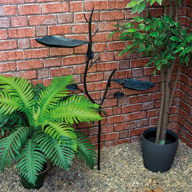 Outdoor Garden Free Standing Weatherproof Leaf Branch Design Bird Bath ...