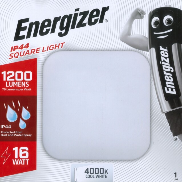 16w Energizer Led Ip44 Square Ceiling Bulkhead Light, 4000k Cool by ...