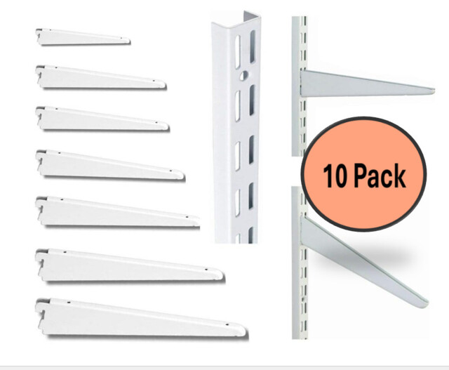 Twin Slot Shelving Kit Shelf Wall Uprights & Brackets - Powdered White ...