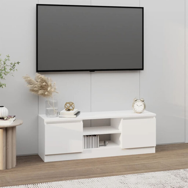 Modern Wooden Tv Tele Media Stand Unit Cabinet With 2 Doors & Storage ...