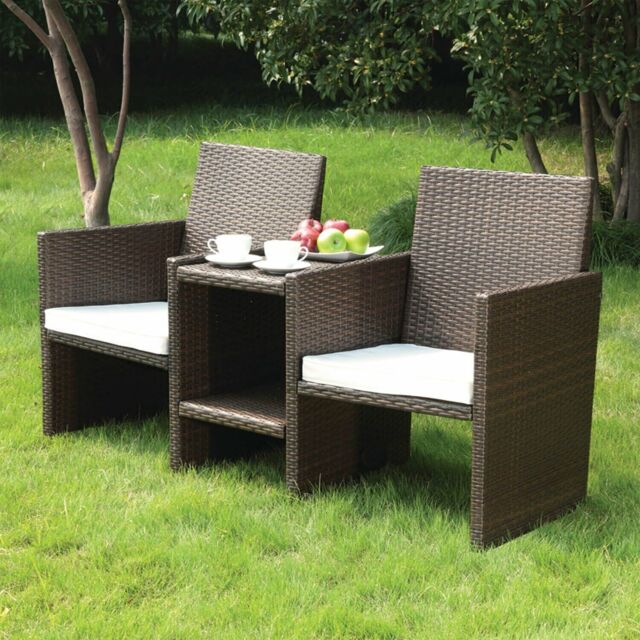 Rattan 2 Seater Companion Set Garden Furniture Outdoor Set Chairs & by ...