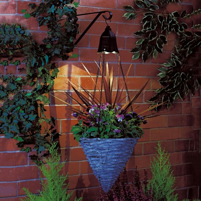 Solar Garden Outdoor Pathways Basket Hanging Planter Spot Light Lamp ...