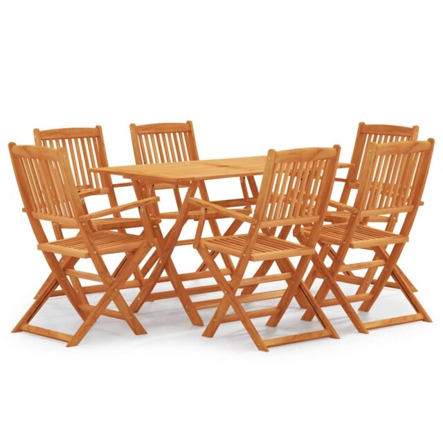 Rustic Solid Eucalyptus Wood 7-piece Folding Outdoor Dining Set, by ...