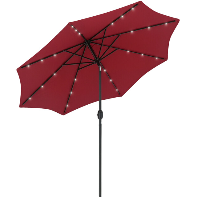 Outsunny 24 Led Solar Powered Parasol Umbrella Garden Tilt Outdoor by ...