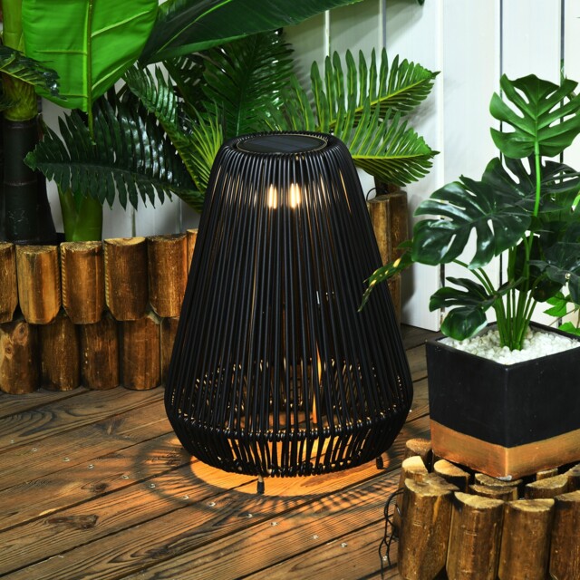 Garden Rattan Solar Lantern 3-level Adjustable Black by eBay | ufurnish.com