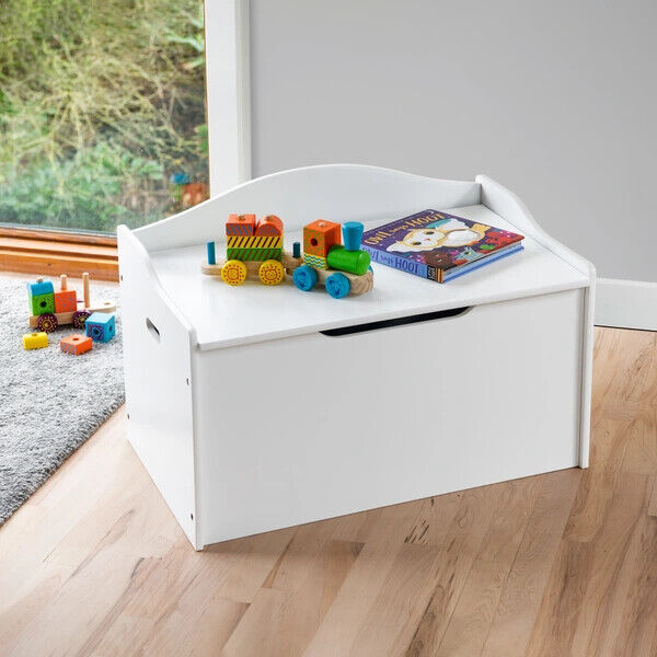 Wooden Toy Box White Kids Storage Toys Chest Bedroom Seat Stool by eBay ...