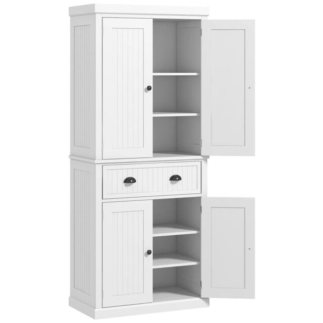 Freestanding Kitchen Storage Cabinet Drawers Cupboards Shelves - White ...
