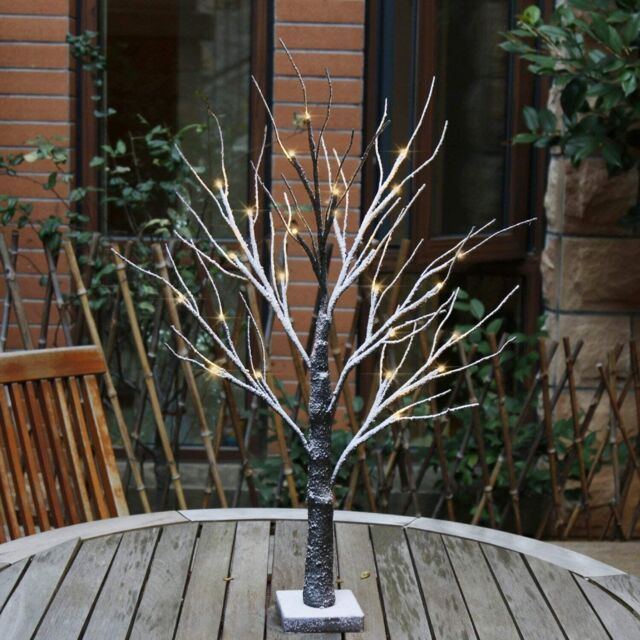 Snowy Twig Christmas Tree 60cm Pre-lit Led Rustic Decor Warm White by ...