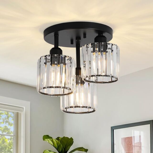Rayofly Modern Crystal Chandeliers Ceiling Light, 3-lights Crystal by ...