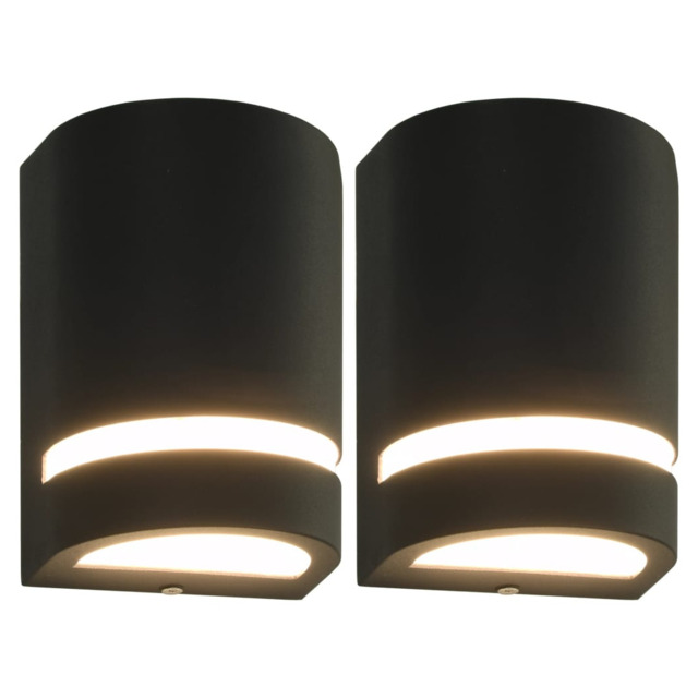 Outdoor Wall Lights 2 Pcs 35 W Black Half-round by eBay | ufurnish.com