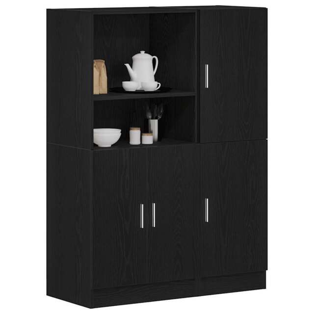 Kitchen Cabinet Set 2 Piece Storage Cabinet Cupboard Engineered Wood by ...