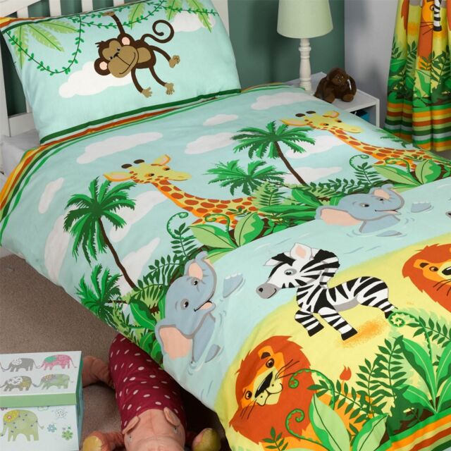 Jungle-tastic Single Duvet Cover Set Lion Elephant by eBay | ufurnish.com
