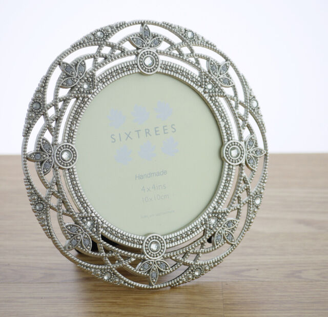 Ornate Vintage Silver 4 Inch Round Metal Photo Frame Sixtrees Helena by ...