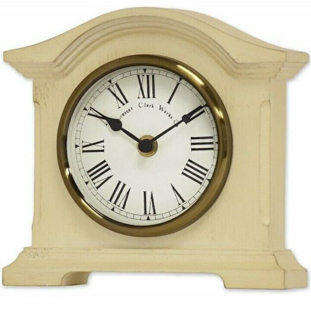 Towcester Clockworks Comantel Clock, Wooden, Distressed Cream, One by ...