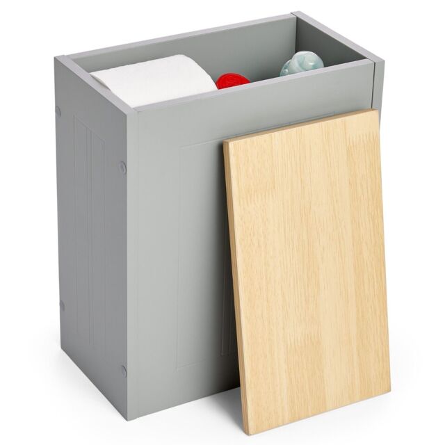 Bathroom Storage Box - Grey Toilet Roll Cleaning Tidy Unit Organiser ...