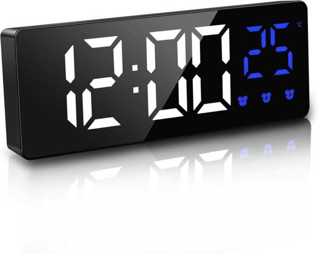 Jqgo Non-ticking Led Digital Alarm Clock For Bedside - Mains Powered by ...