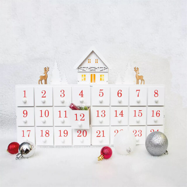 Battery Powered Led Wooden Christmas Advent Calendar With 24 Drawers by ...