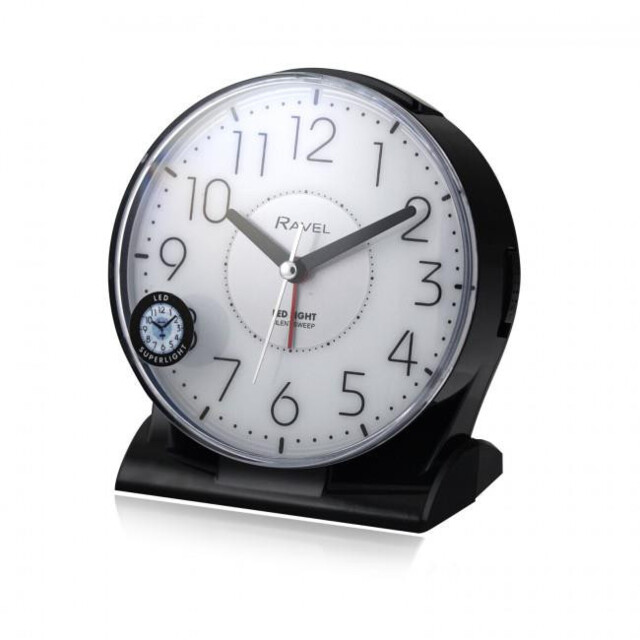 Ravel Large Contemporary Bedside / Mantel Quartz Alarm Clock - Black by ...