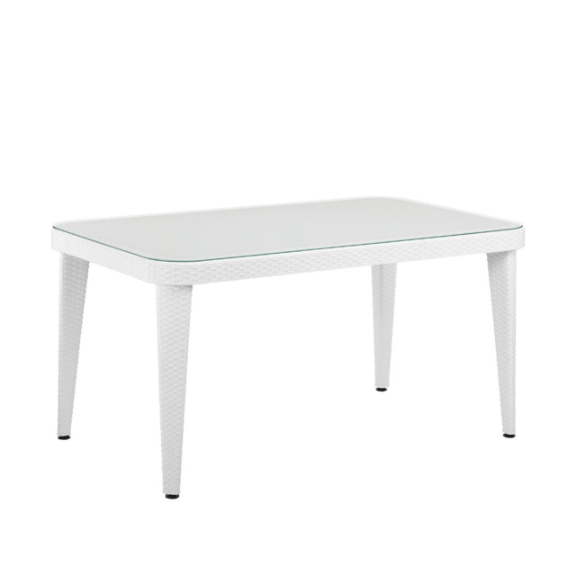 Dellonda Outdoor Dining Table Weather Resistant Body Glass Table 90cm ...