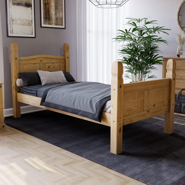 Vida Designs Corona Single Bed, 3 Ft, High Foot End Bed Frame, Solid by ...