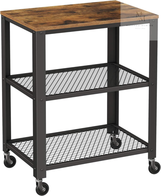 Vasagle Vintage 3 Tier Serving Trolley Rustic Rolling Trolley Heavy by ...