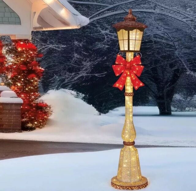 7ft (2.1m) Christmas Street Lamp Post & Bow With 150 Led Lights by eBay ...