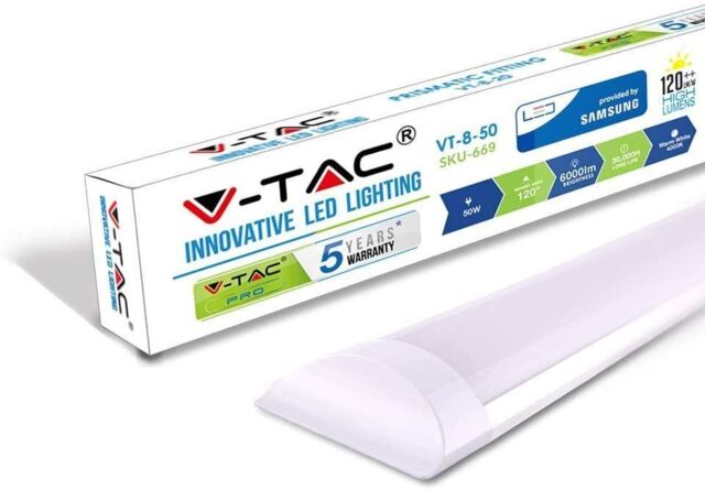 V-tac 5ft Led Batten Tube Lamp Cool White Commercial Domestic Samsung ...