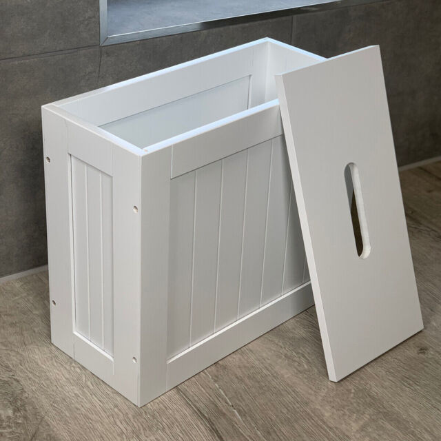 Maine White Bathroom Storage Unit Small Wooden Box Toilet Bleach by ...
