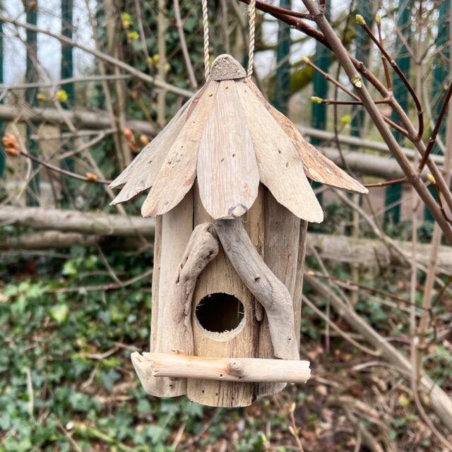Birdhouse Hanging Nesting Box Driftwood Garden Decoration Feeder Bird ...