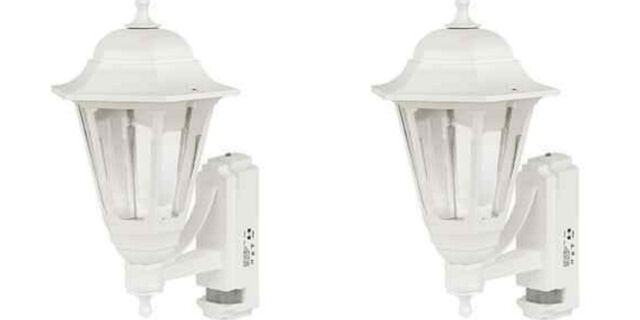 2 X Asd Cl/wk100p Coach Lanterns With Security Pir Sensor - White by ...