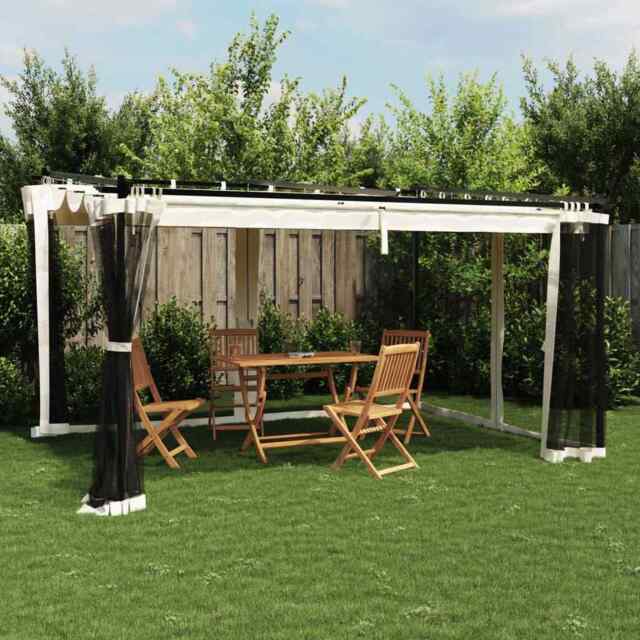 Gazebo With Mesh Walls Cream 4x3 M Steel Vidaxl by eBay | ufurnish.com
