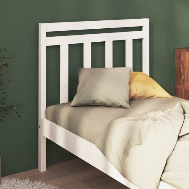 White Solid Pine Bed Headboard 95x100 Cm Slatted Design For Modern by ...