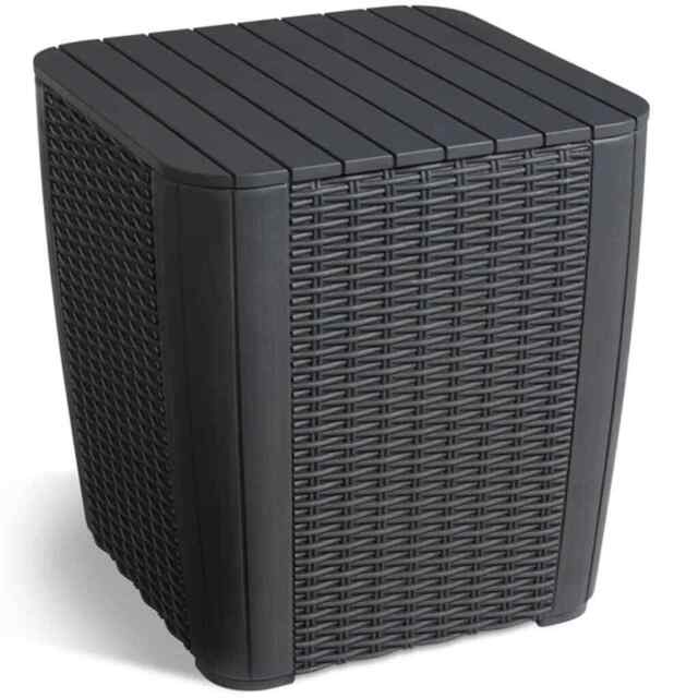 Keter Garden Side Table Luzon Round Wicker Graphite by eBay | ufurnish.com