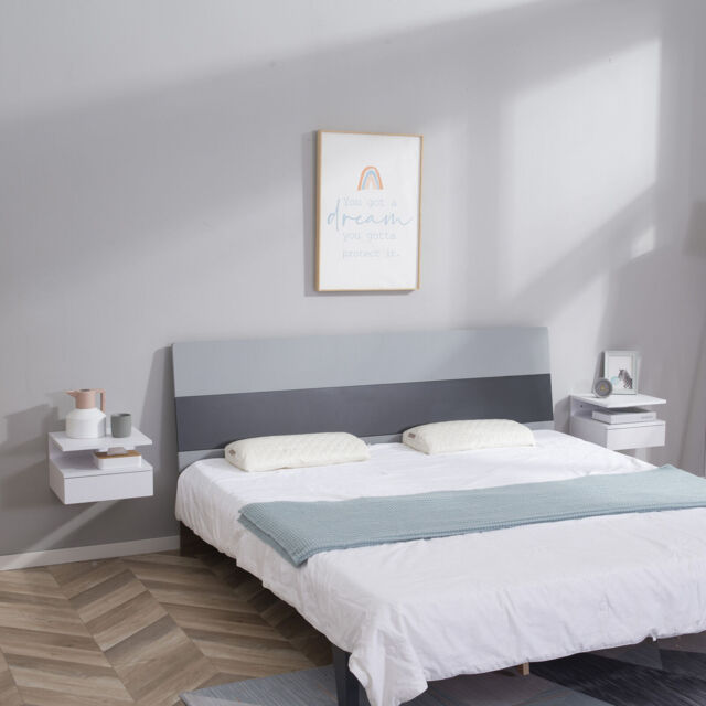 Homcom Wall-mounted Nightstand Set-elegant Floating Bedside Cabinets by ...