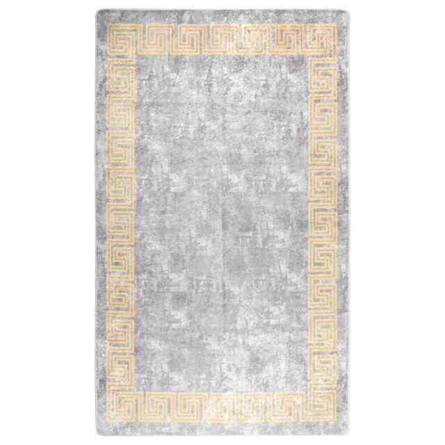Grey And Gold Washable Rug 120x180 Cm, Soft Velvet, Anti-slip, Durable ...