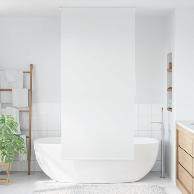 Shower Curtain Roller Blind White Home Bathroom Divider Privacy Screen ...