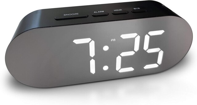 Digital Alarm Clock - Mains Powered, Big Digit Mirror Display, No by ...